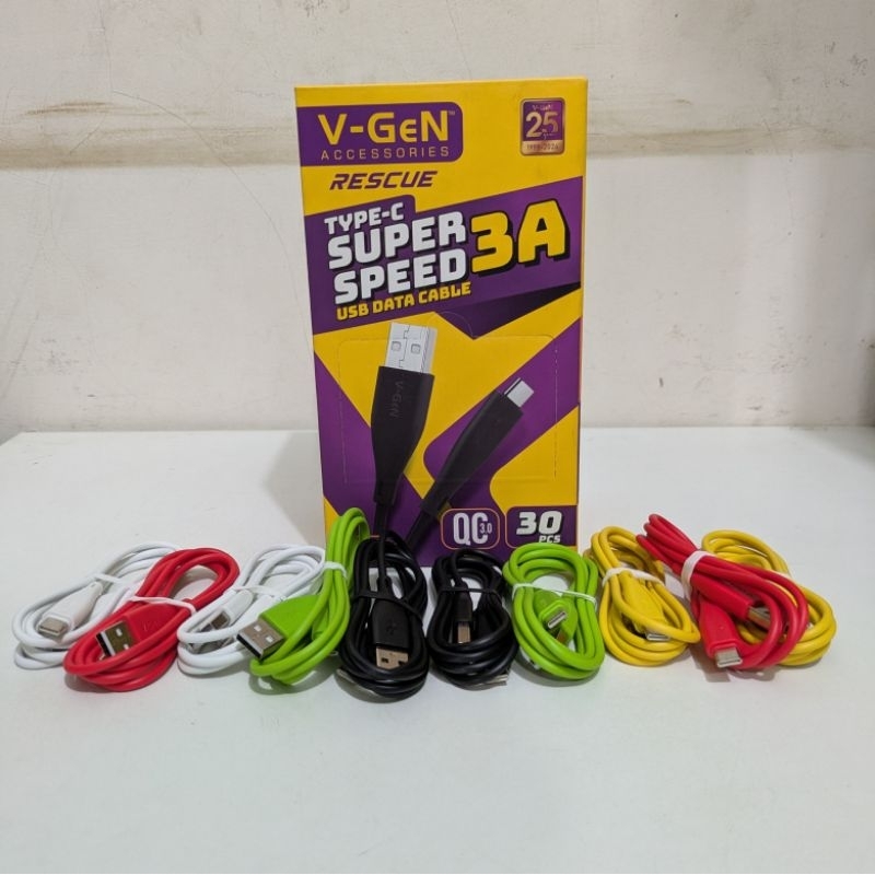 V-gen BCT3-01 [1 Box of 30] USB Data Cable Type-C Fast Charging 3A ...