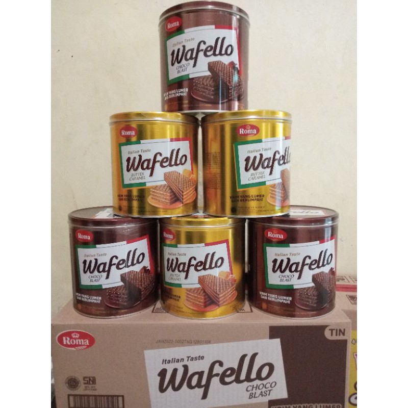 WAFER ROMA WAFELLO CANS 1 DOS CONTAINS 6 || WAFER PACKAGING 228g ...