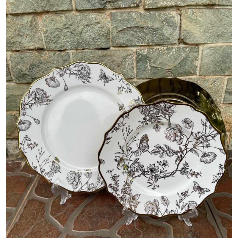 (Free Standing Plate) Set/Package of Gold List Ceramic Plates Fancy ...