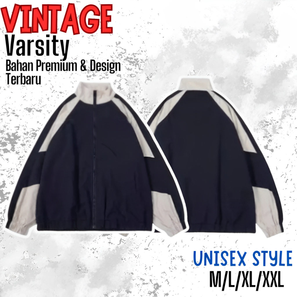 Casual VINTAGE VARSITY JACKET COLORBLOCK JAPAN VINTAGE WINDBREAKER / Japanese Retro Sport Jacket ...