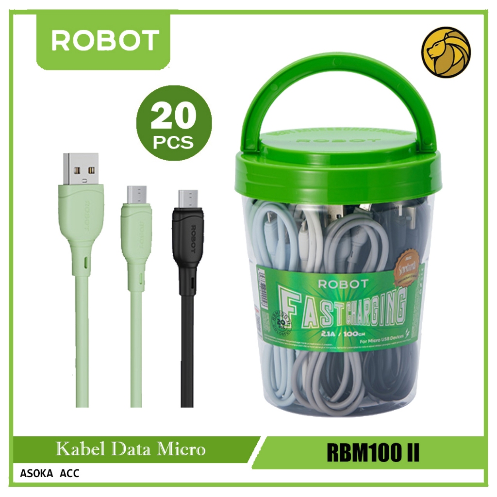 (20 Pcs) Robot Type C Data Cable RBC100 II Fast Charging Free Jar ...
