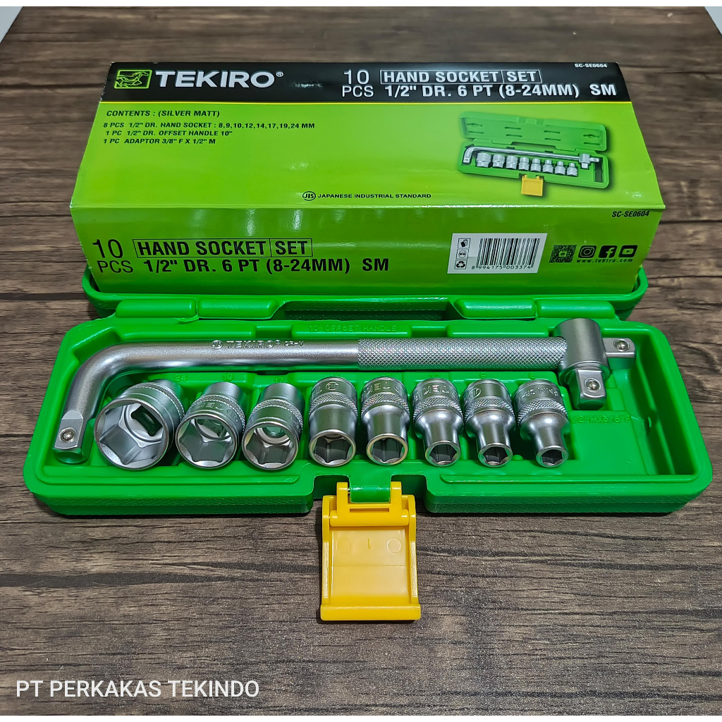 Tekiro Hand Socket Set 10 Pcs 1/2" Dr 6 Pt 8 - 24 Mm 1 Box / Shock ...