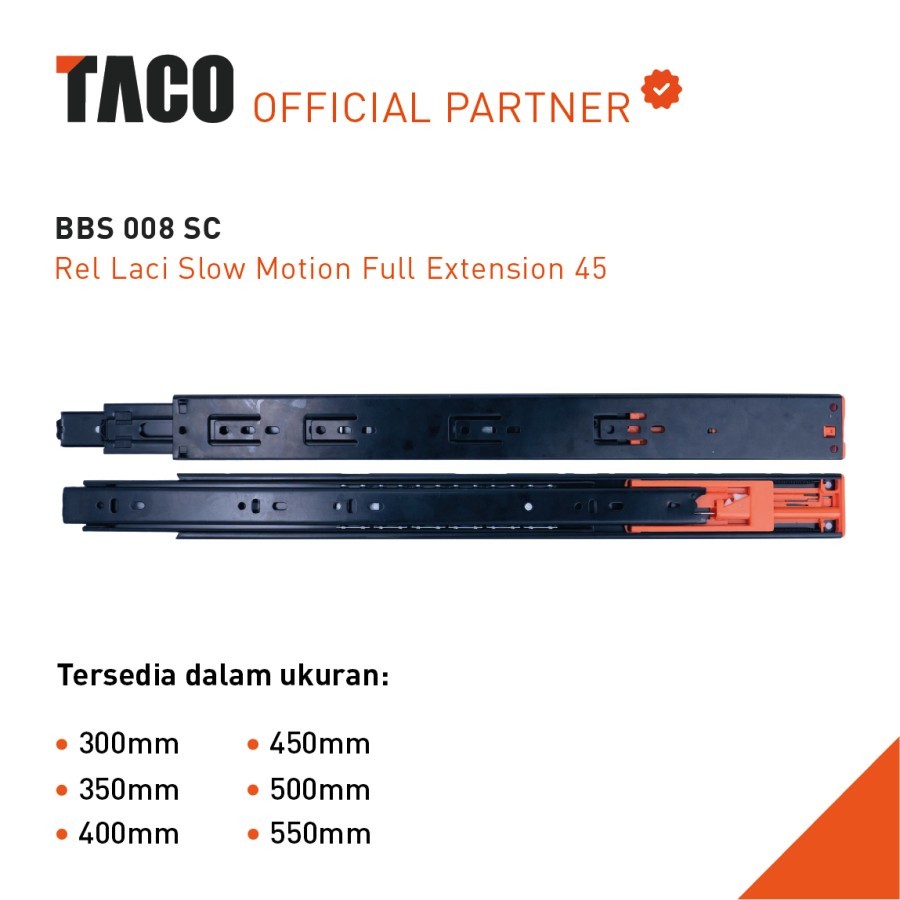 Taco Slow Motion Full Extension Drawer Rail 45 - BBS 008 SC | Shopee ...