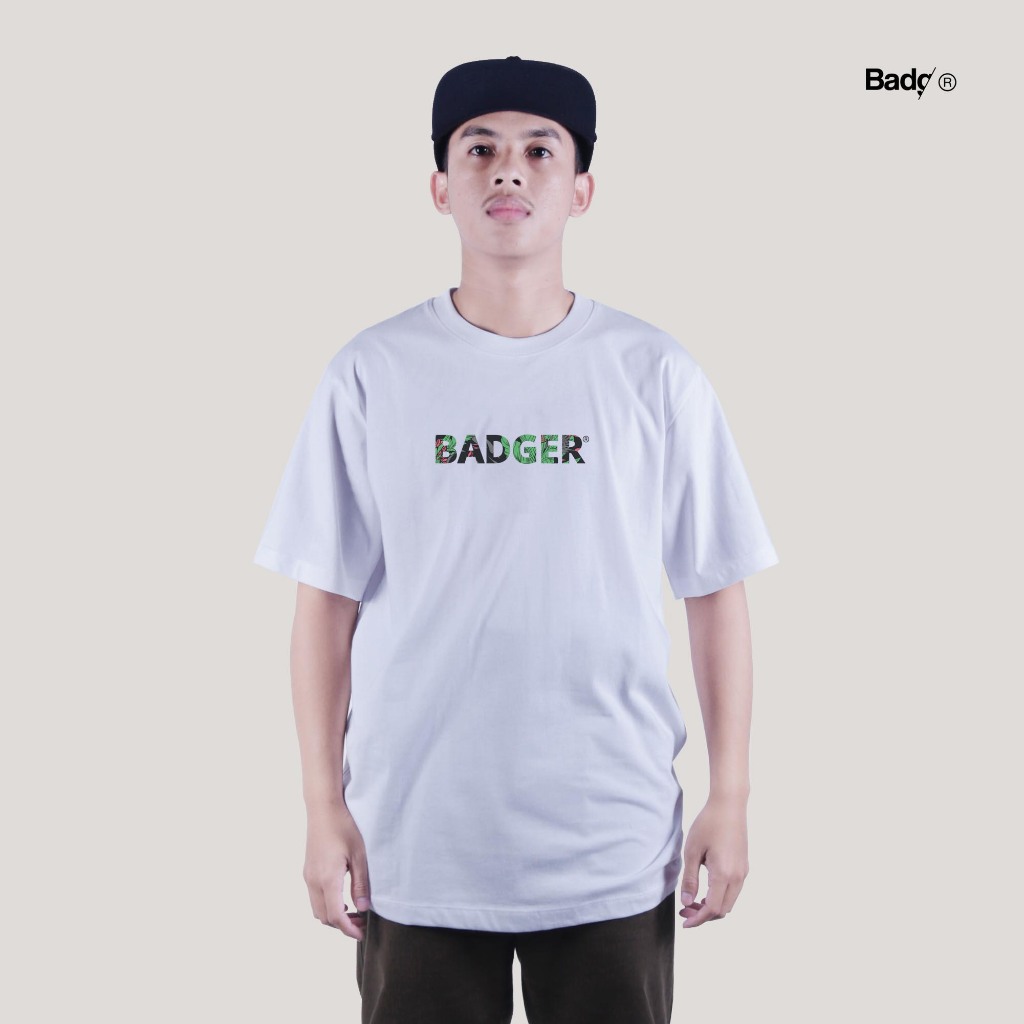 Badger Basic T-shirt Leaf Logo White - Cotton 24s | Shopee Philippines