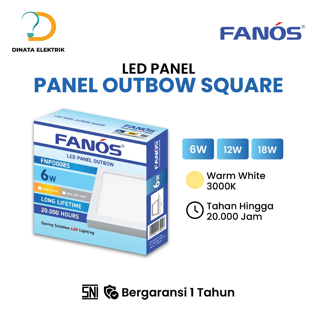 CAHAYA Fanos PANEL OUTBOW SQUARE 6W 12W 18W LED LIGHT YELLOW LIGHT 1 ...