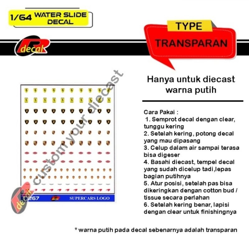 T267 Transparent Hotwheels Decal 1/64 Supercars Logo | Shopee Philippines