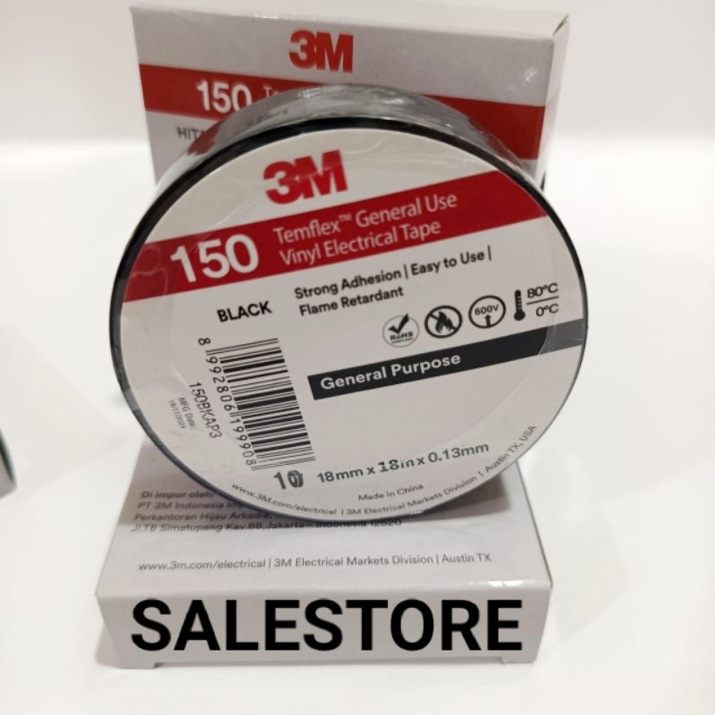 3m Insulation Temflex 150 Electrical Insulation General Use Vinyl Electrical Tape, 18 mm x 18 M ...