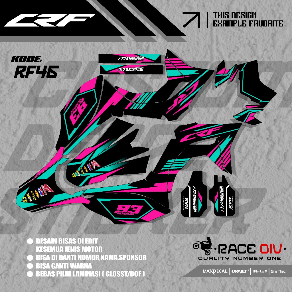 Fullboddy crf 150l sticker decal can be customized with CODE RF46 ...