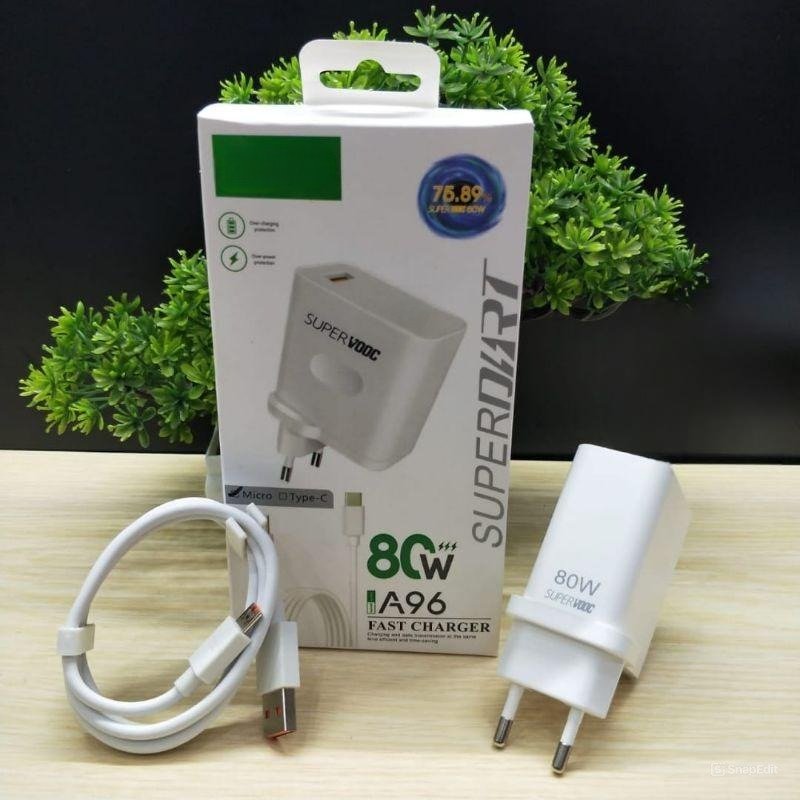 CHARGER OP A96 80W SUPPORT VOOC & FAST CHARGING CABLE BATOK | Shopee ...