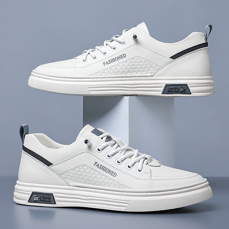 Pure white men's casual shoes, fashionable and comfortable work shoes ...
