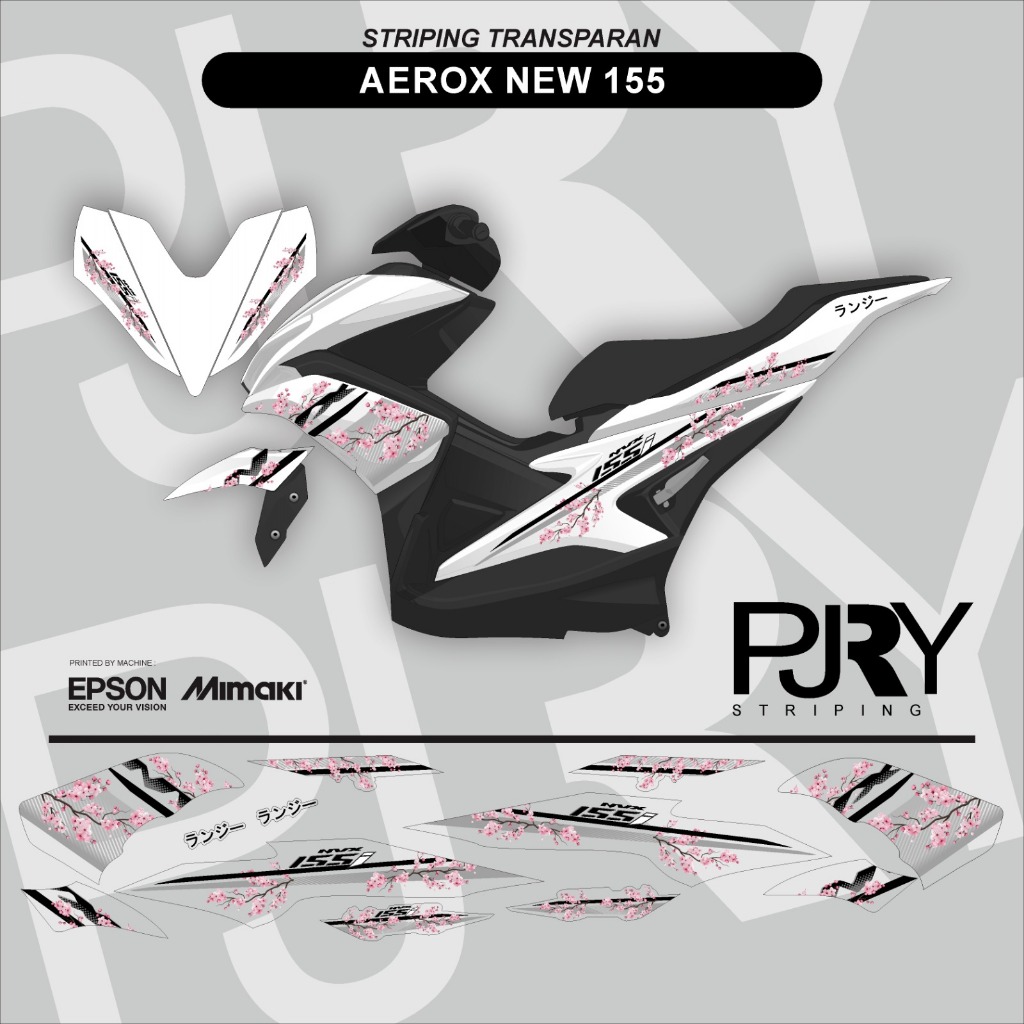 TRANSPARENT STRIPING AEROX OLD 155 SAKURA FLOWERS NEWEST VERSION ...