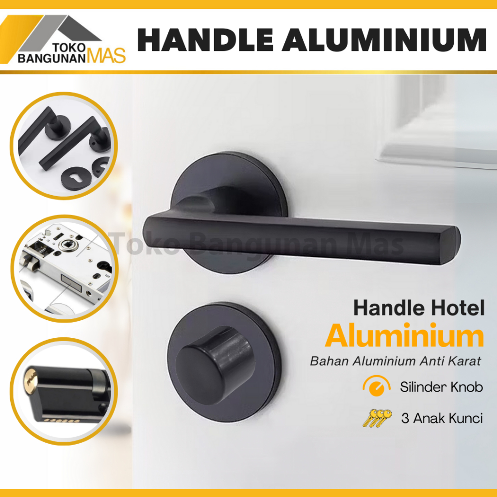 Black Aluminum Split Door Handle Cylindrical Handle Knob Split Hotel ...