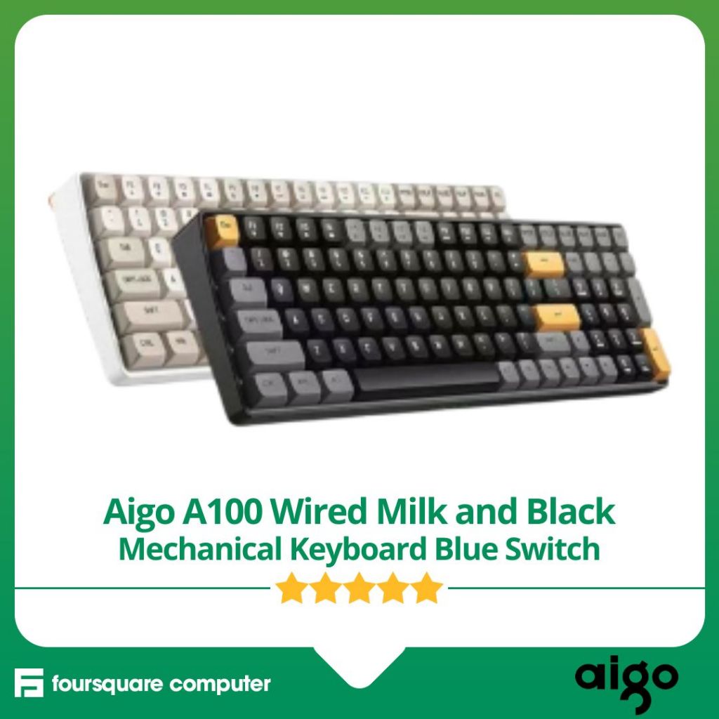 AIGO A100 Wired Milk and Black Mechanical Keyboard Blue Switch | Shopee ...