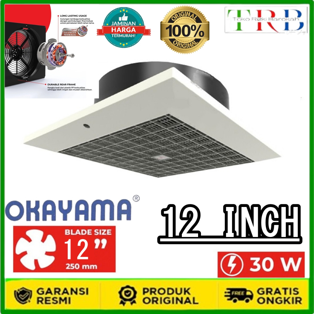 Exhaust Fan 12 inch/ Hexos Ceiling Fan 12 inch - OKAYAMA - MAX 30 WATT ...
