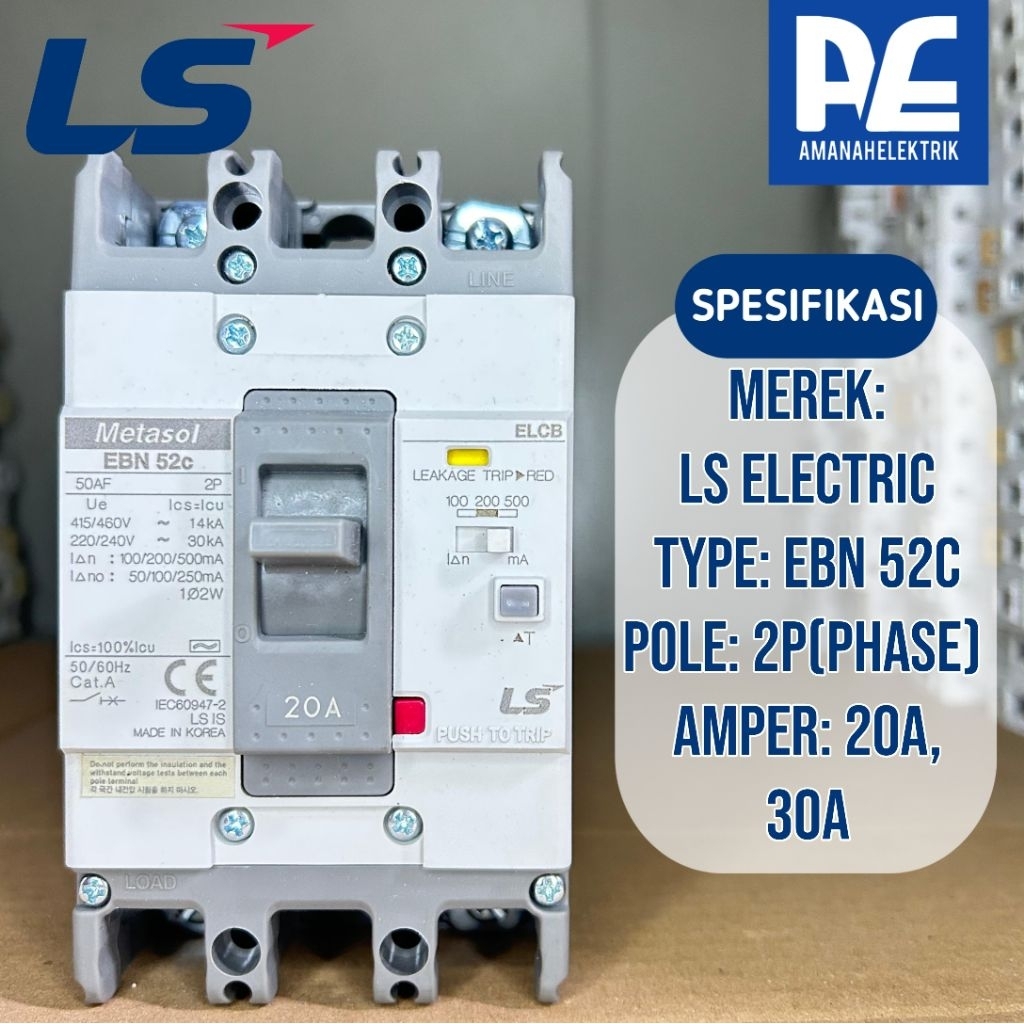 MCCB ELCB LS ELECTRIC EBN 52C 2P 20A, 30A ORIGINAL | Shopee Philippines
