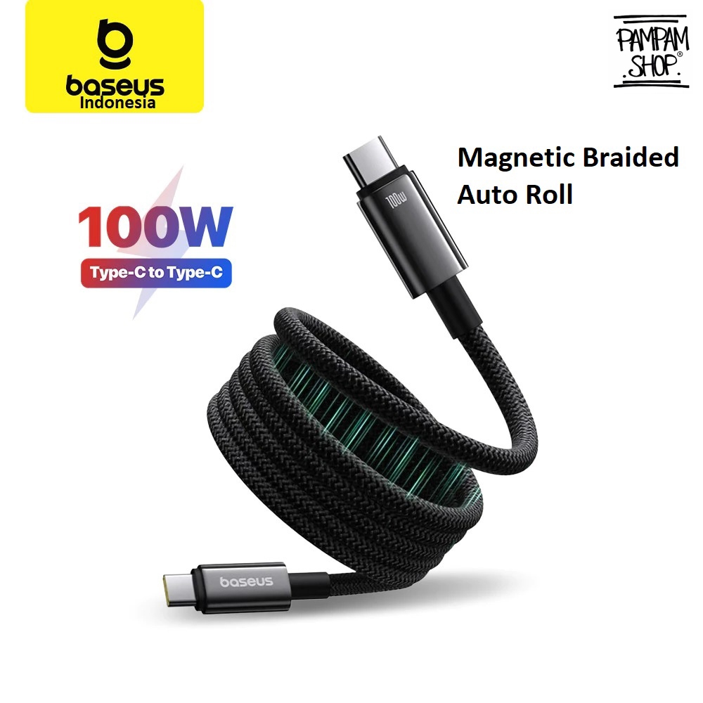 Baseus Tungsten Gold Magnetic Braided Data Cable Type C to Type C 100W ...
