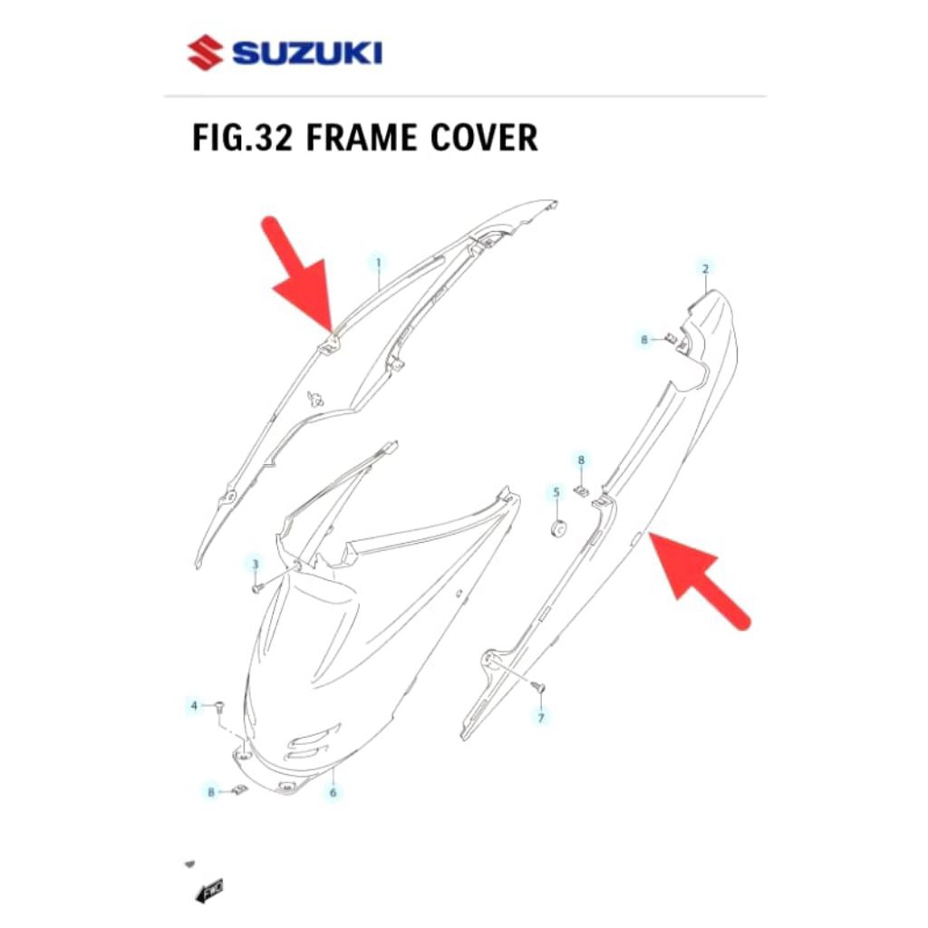 SUZUKI Body, Body Frame Cover RightKiri Spin 125 CCSUZUKI All Colors ...