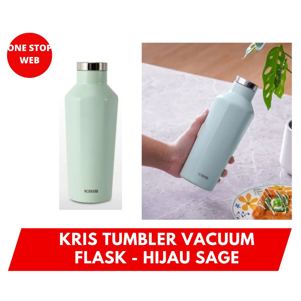 HIJAU Kris Tumbler Vacuum Flask 500ml Sage Green Stainless Steel Double ...
