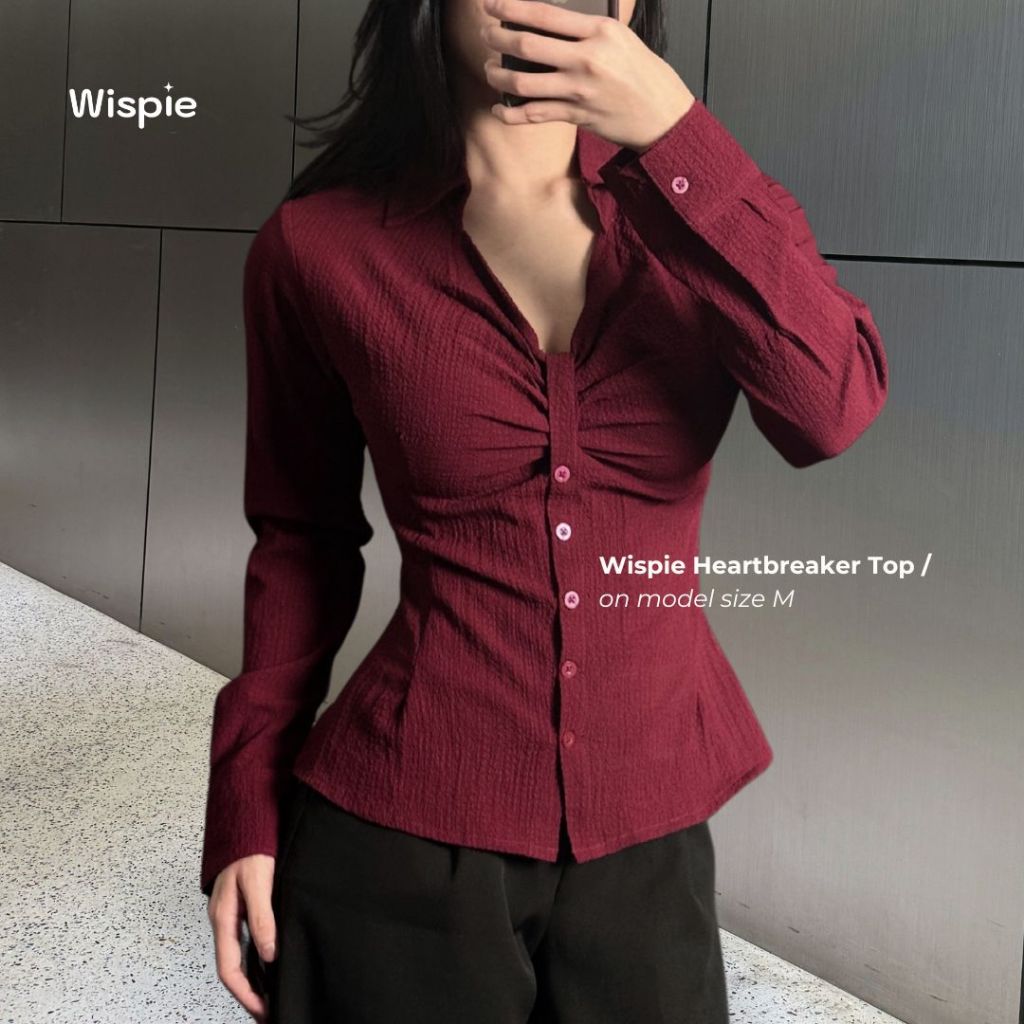 Wispie Heartbreaker Top | Women's Fitted Slim FIt Top, Maroon Navy Pink ...