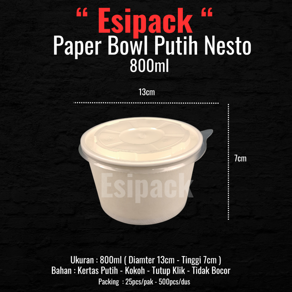 PUTIH 800ml White Paper Rice Bowl - 500pcs Paper Bowl | Shopee Philippines