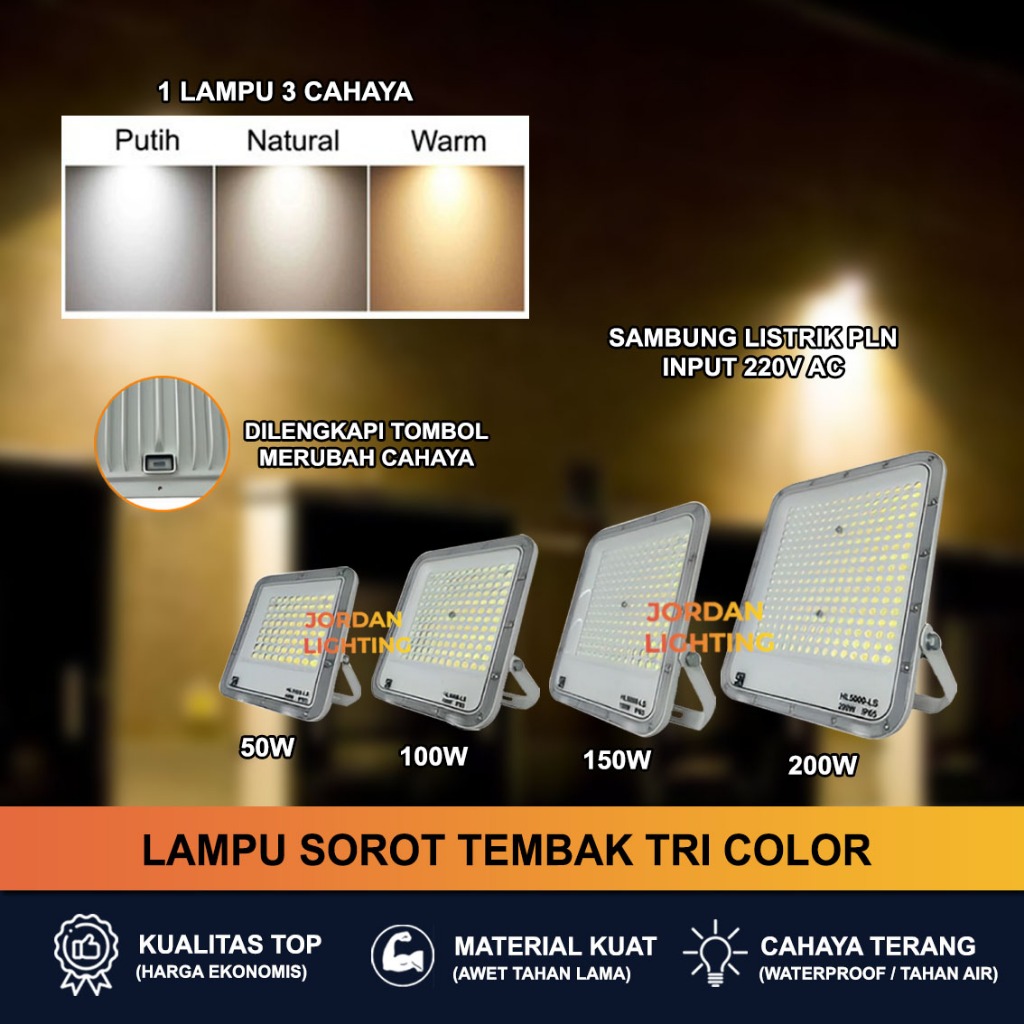 CAHAYA 3 Color LED Spotlights Light 50W 100W 150W 200W Tri Color ...
