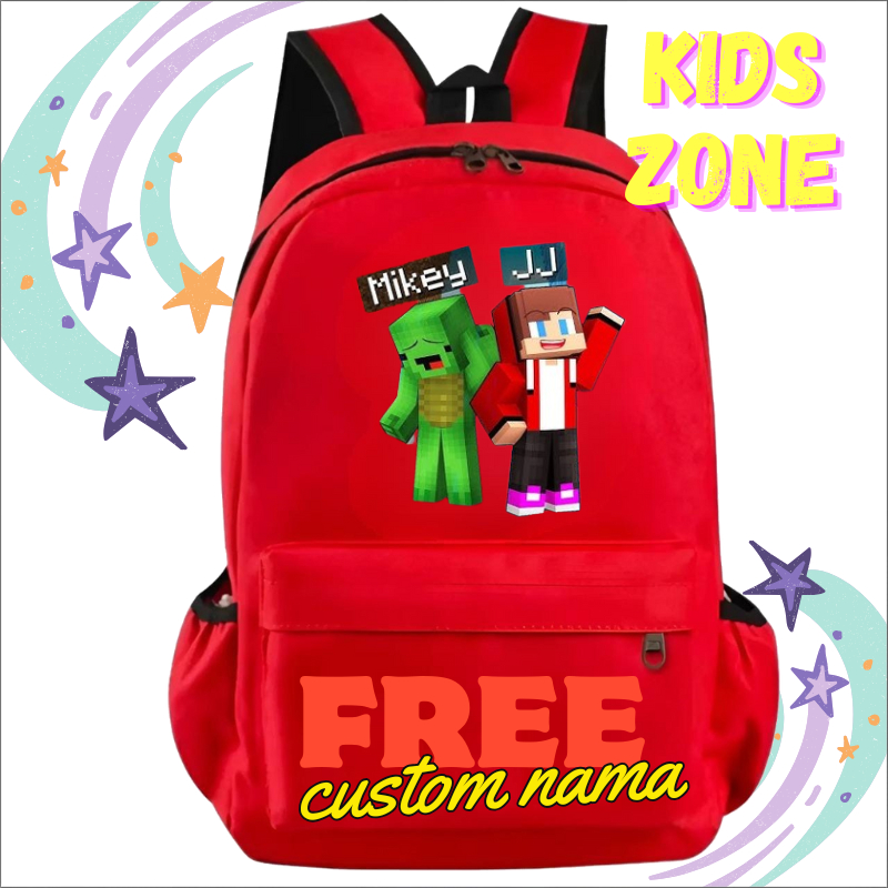 CHILDREN'S BACKPACK FULL COLOR JJ AND MIKEY MAIZEN MINECRAFT free name ...