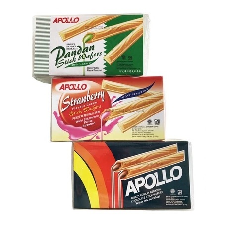Apollo stick biscuit wafer creamed pandan chocolate strawberry | Shopee ...