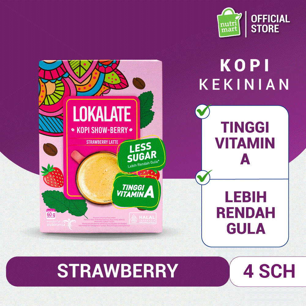 Lokalate Showberry Coffee 4 Sachets - Vitamin A Strawberry Flavored ...