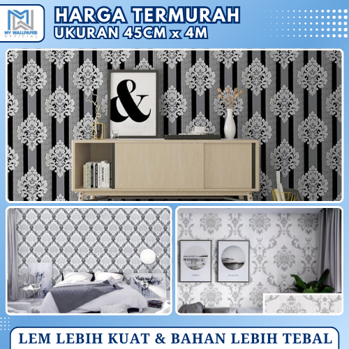 HITAM Bedroom Wall wallpaper with Black and Gray Batik Motif, Living ...