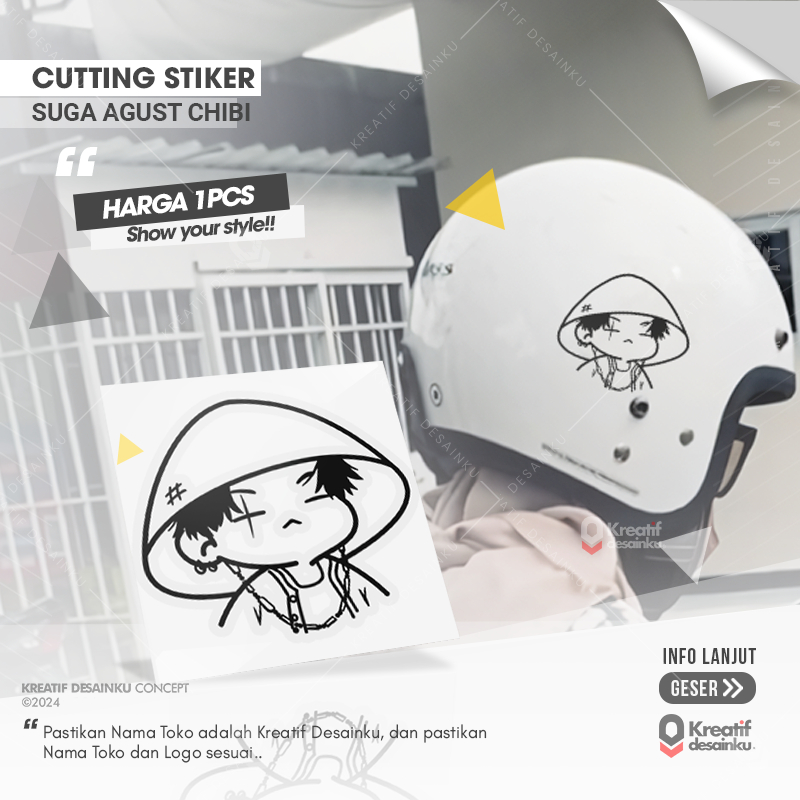 Cutting Sticker Suga Agust Chibi K-Pop BTS Boyband Motorcycle Sticker ...