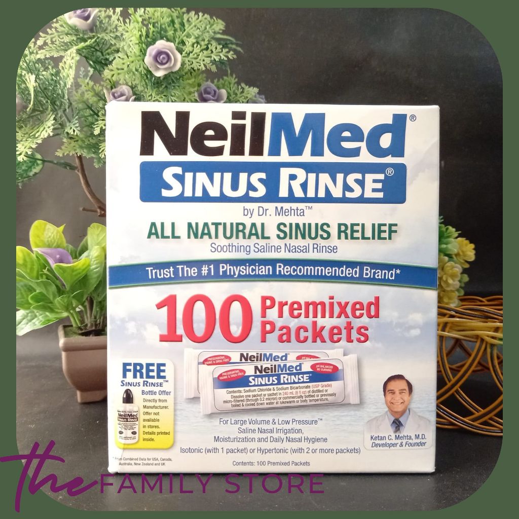 NeilMed Sinus Rinse All Natural Relief 100 Premixed Packets/kids ...