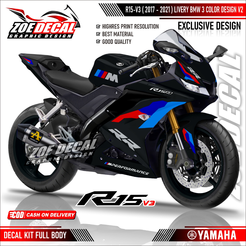 Latest Full Body Sticker Decal Yamaha R15 v3 BMW Motif V2 Design Simple ...