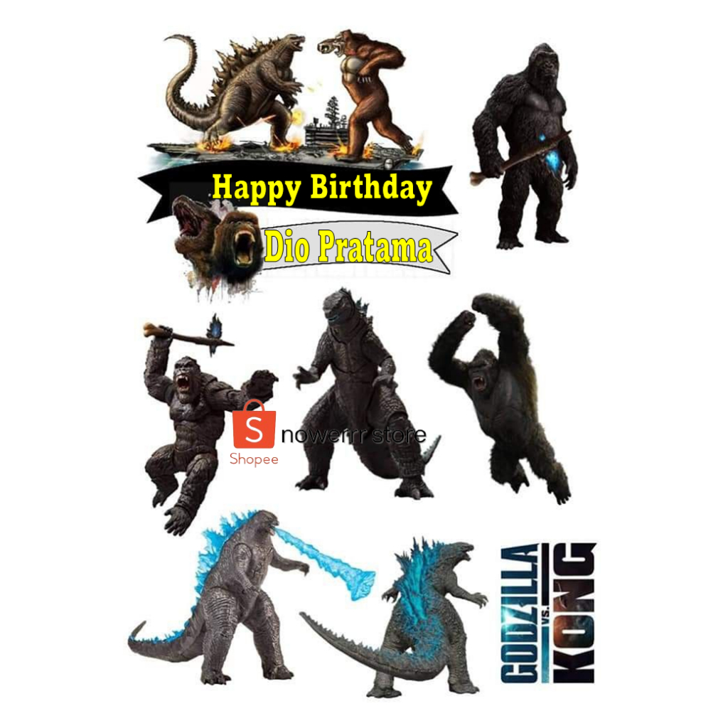 Custom Name GODZILLA Birthday Topper | GODZILLA Theme Cake Decoration ...