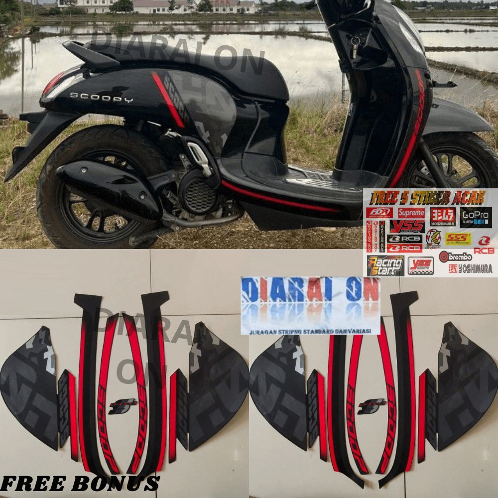 HITAM Honda Scoopy 2020 Sporty Sticker Striping - Scoopy Sporty Black ...