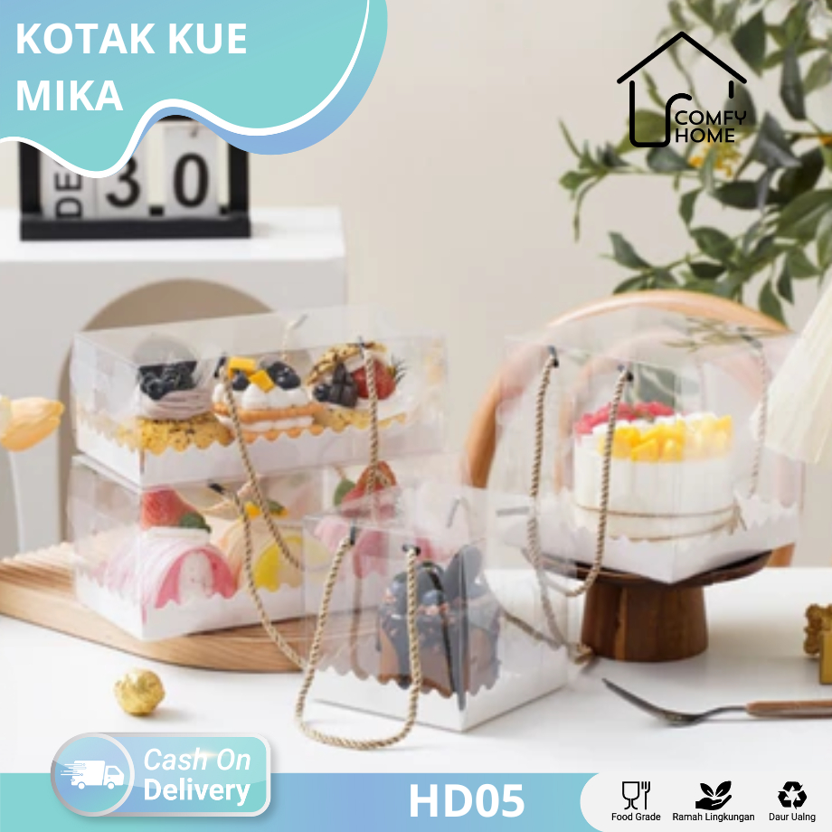 Square Mica Box 16x16x16cm Mica Cake Box/ Transparent Cake Box/ Tart ...