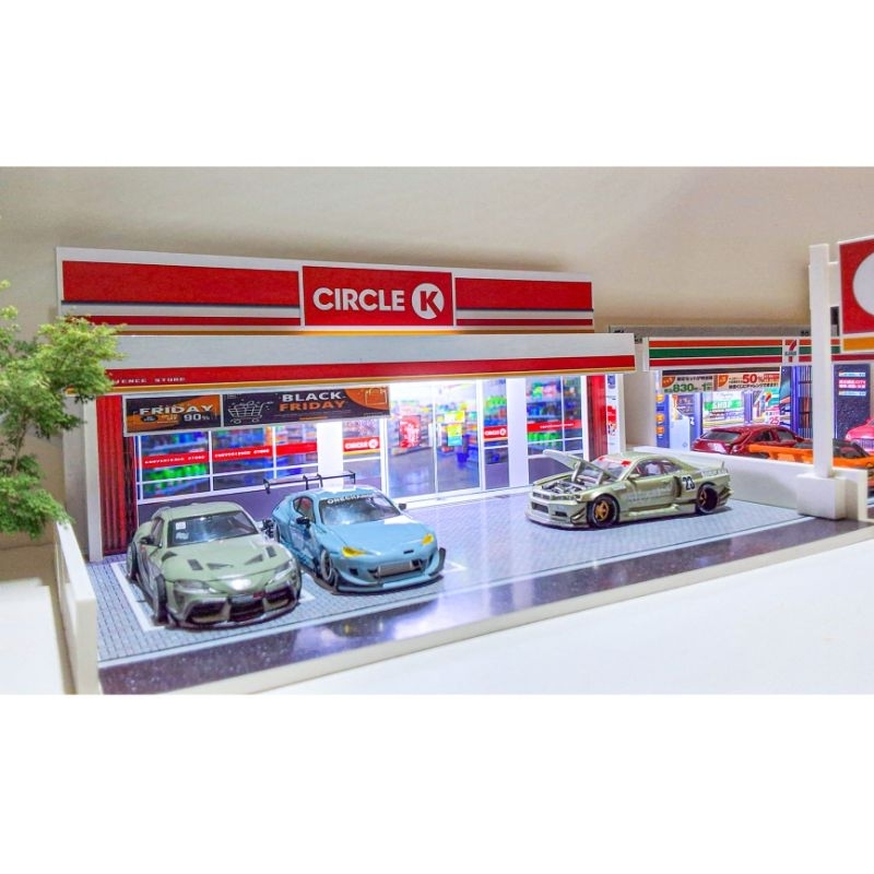 DIORAMA CIRCLE K, Miniature, Hotwheels Diecast Garage/ Parking, 1:64 ...