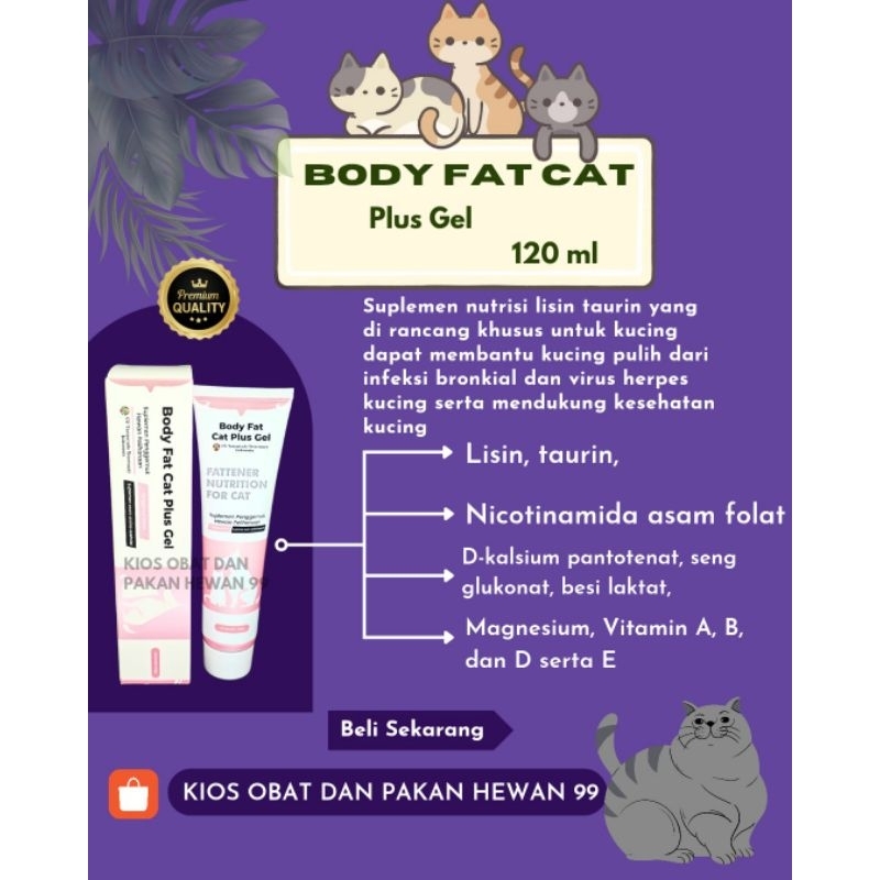 Body Fat Cat Plus Gel 120 grams (Pet Fattening Supplement) | Shopee ...