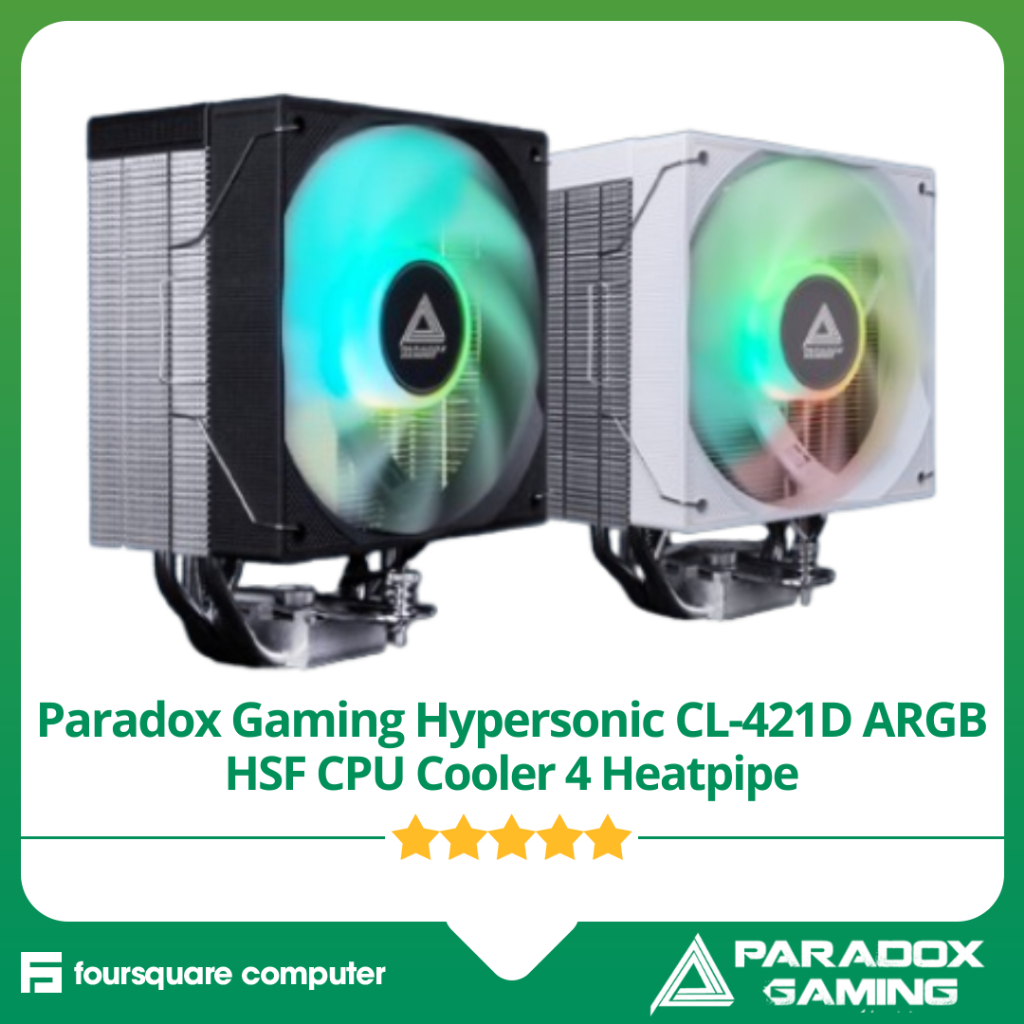 Paradox Gaming Hypersonic CL-421D ARGB Black and White HSF CPU Cooler ...