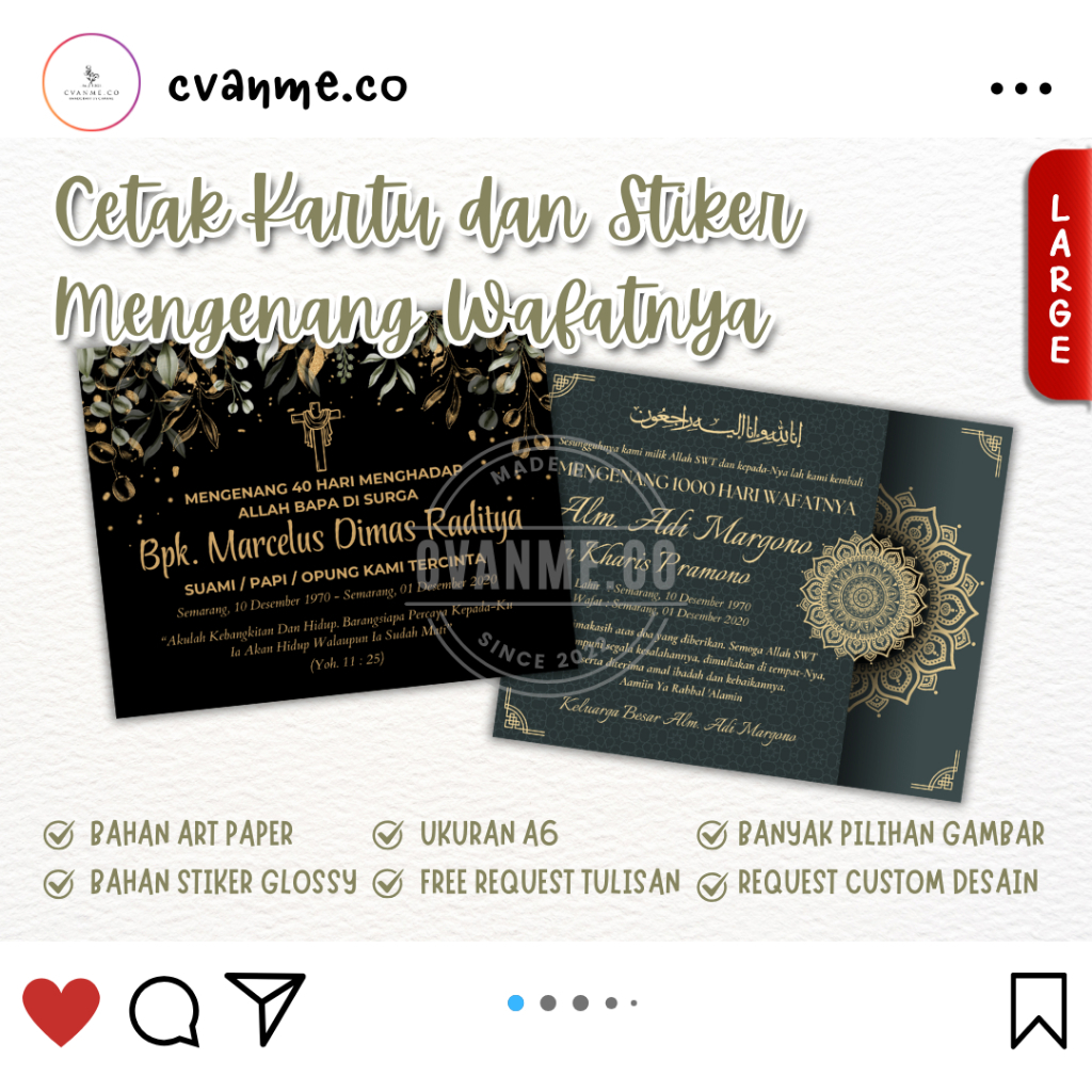 L | Print Cards / Stickers Commemorate 40 | 100 | 1000 Days of Death ...