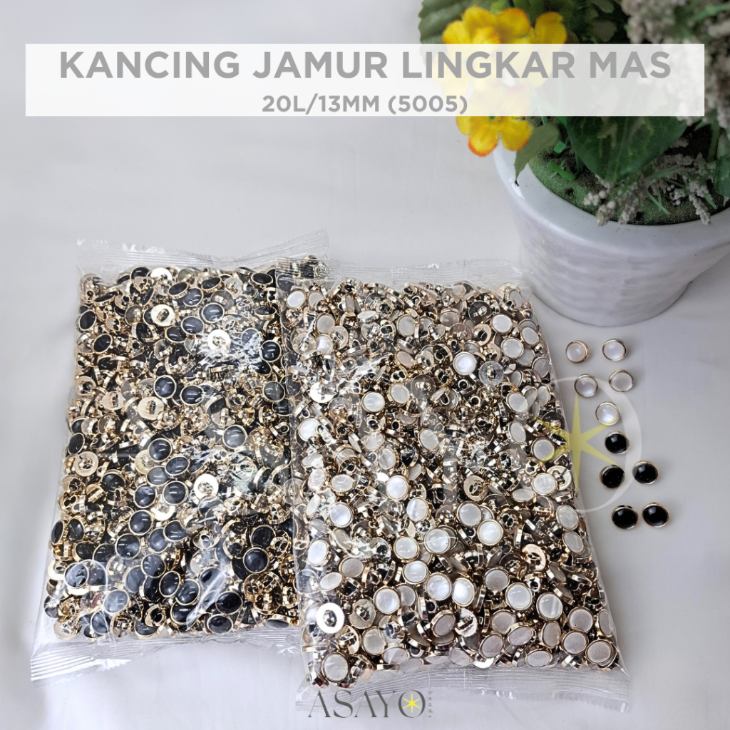 HITAM PUTIH (WHOLESALE) Mas Circle Mushroom Buttons 20L / 13MM (5005 ...