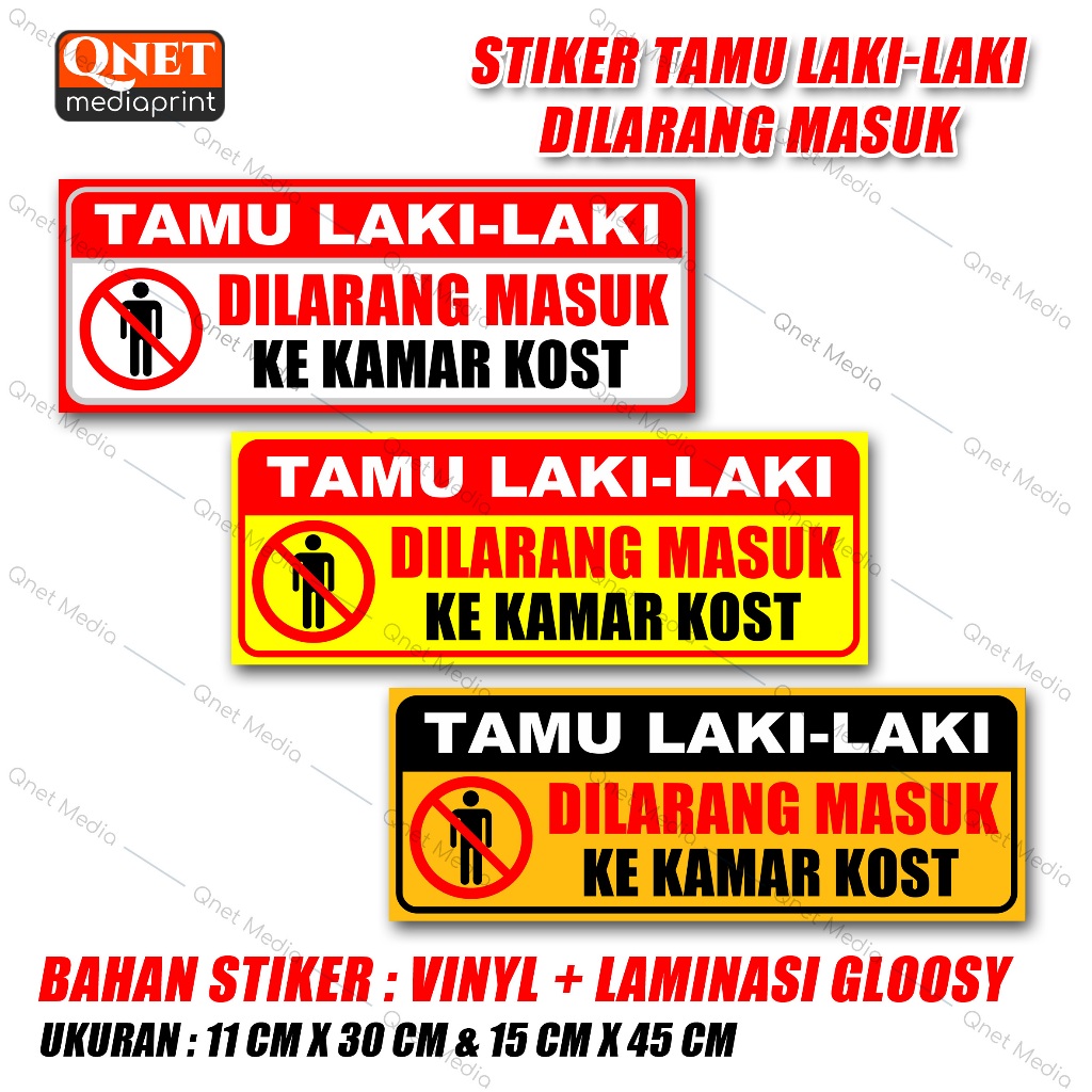 MALE GUEST STICKER PROHIBITED TO KOST ROOM + GLOSSY LAMINATED | Shopee ...