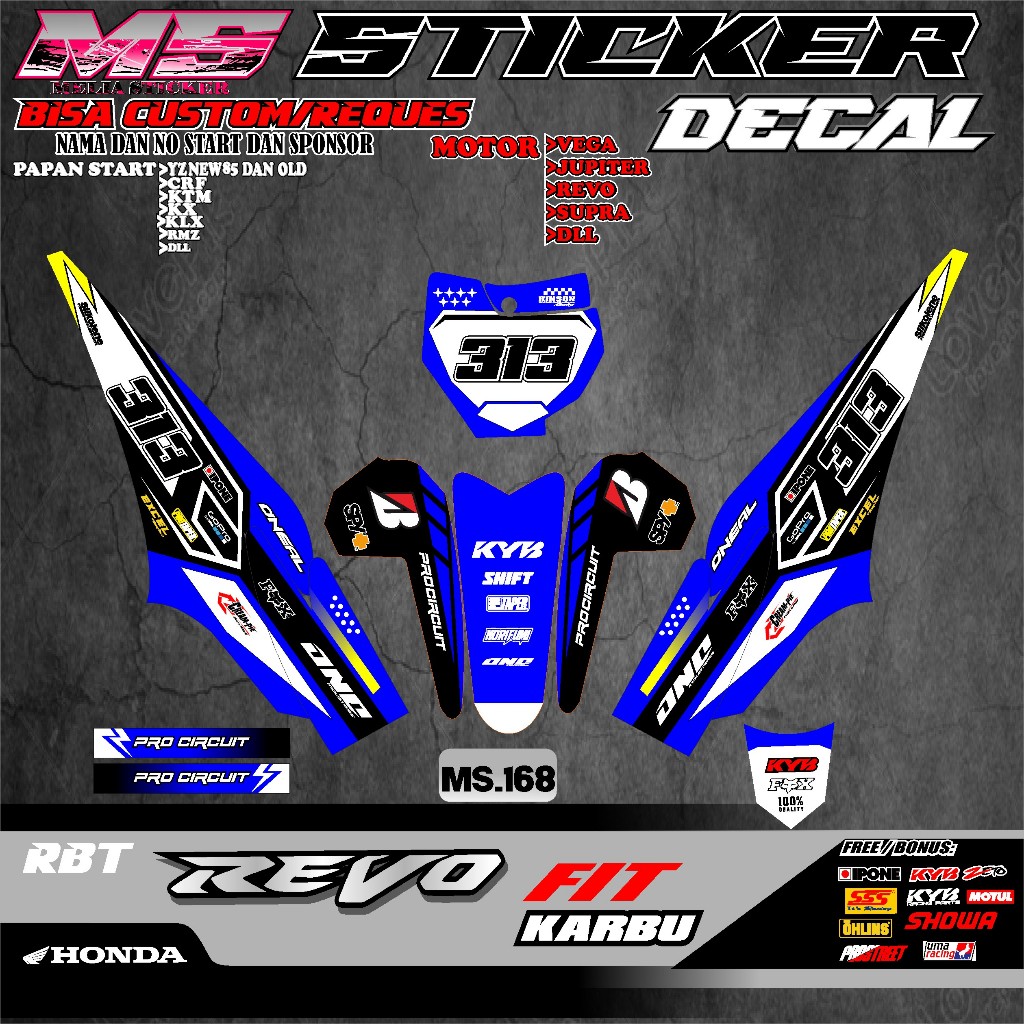 Sticker DECAL RBT MOTOR REVO FIT CARBON FULL BODY MOTORCYCLE SUPERMOTO ...