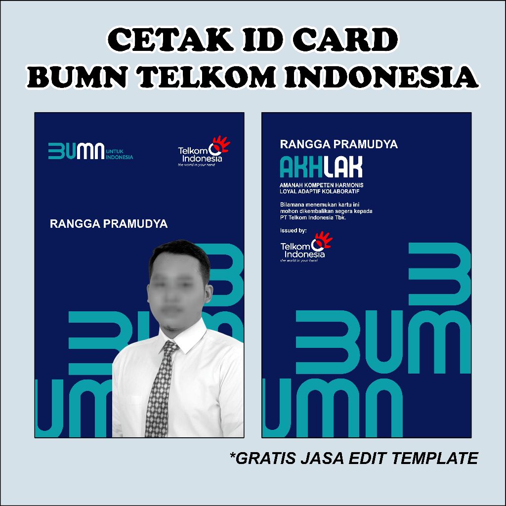 Ready TO PRINT BUMN TELKOM ID CARD IN UNITS | Shopee Philippines