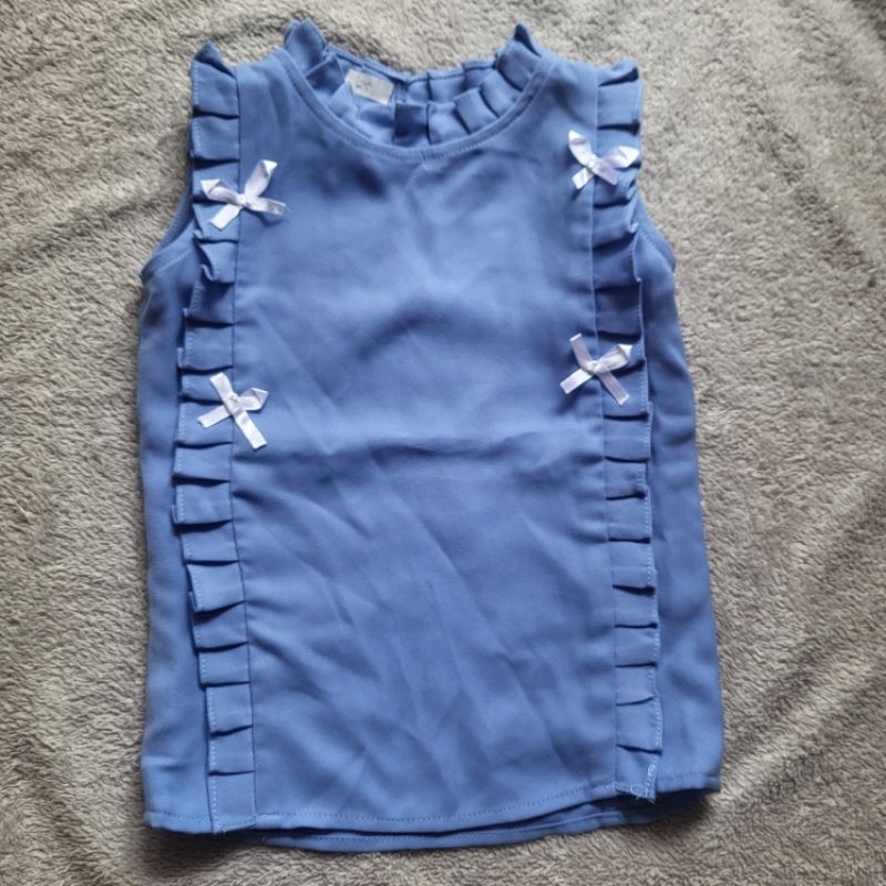 Preloved Children's Blue Top sleeveless ribbon (3-4 years old) | Shopee ...
