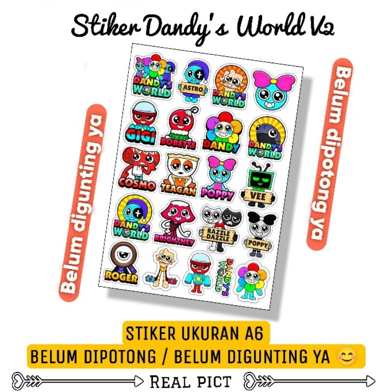 DANDY'S WORLD V2 STICKER / STICKER NOT CUT VINYL MATERIAL A6 SIZE ...