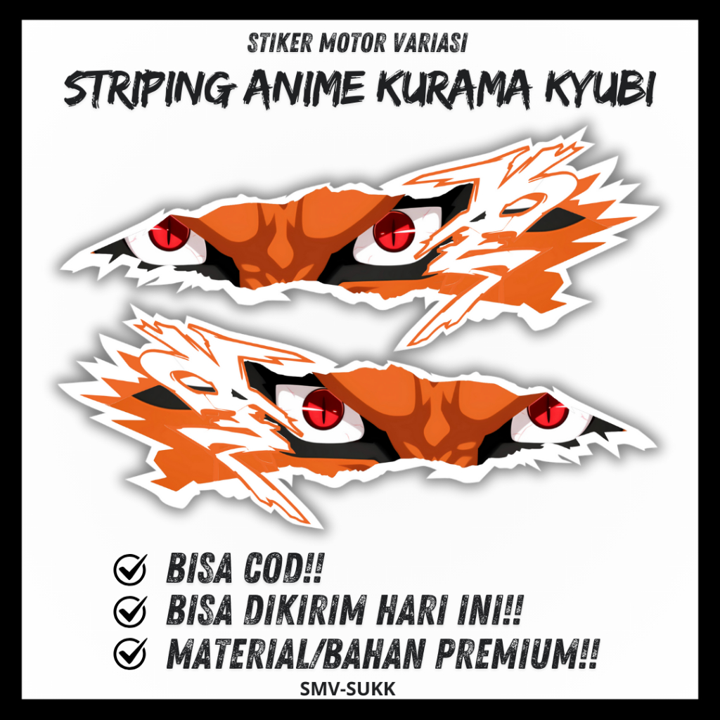 Kyubi Kurama Striping Sticker Universal Naruto Anime Sticker Right Left ...