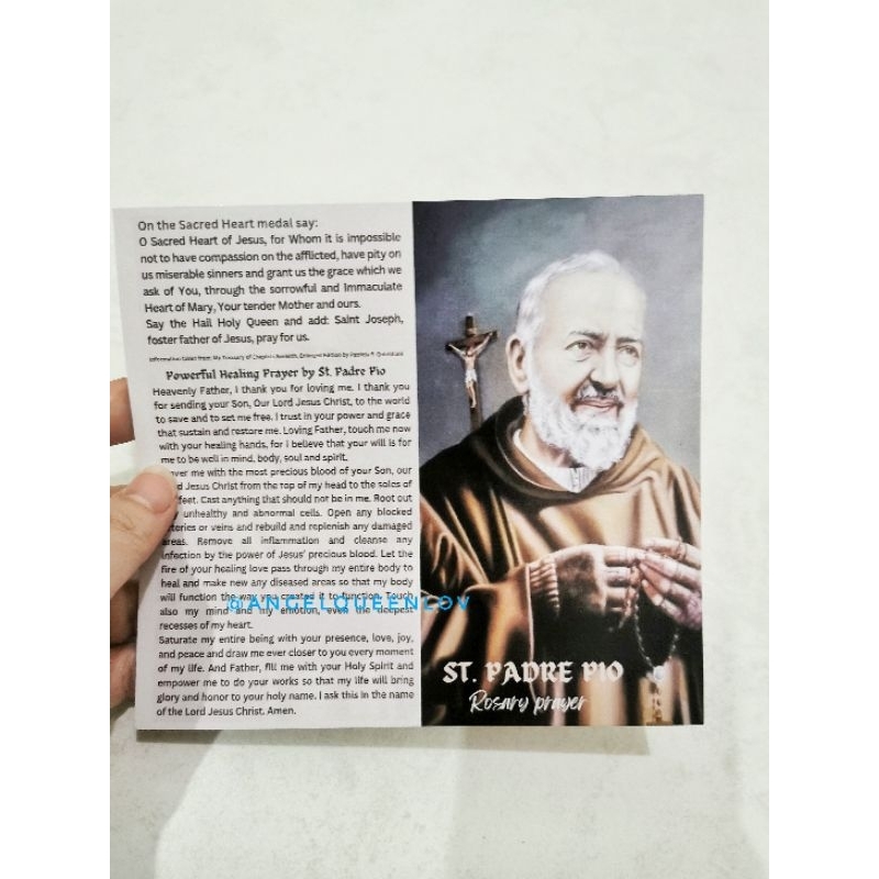 St Padre Pio Rosary Prayer Sheet (for healing and miracle) English Text ...