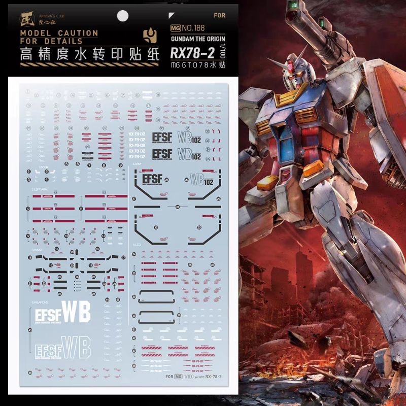 MG 1/100 GUNDAM THE ORIGIN RX-78-2 GUNDAM WATER DECAL ARTISAN'S CLUB ...