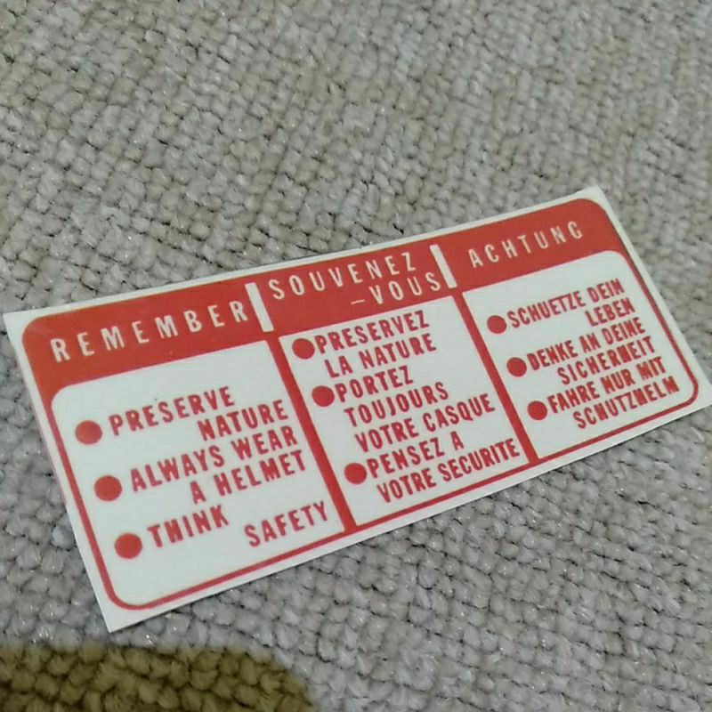 Remember Sticker detail Sticker REMEMBER RED Sticker Decal Mark Caution ...