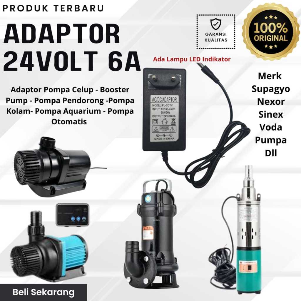 100% ORIGINAL charger Cassan Adaptor DC 24 VOLT 6000 mA Charger Pump ...